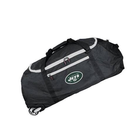 Denco Nfl New York Jets 36 In Checked In Rolling Duffel In Black