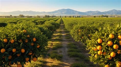 Premium Ai Image Lush Orange Groves A Stunning View Of Thriving
