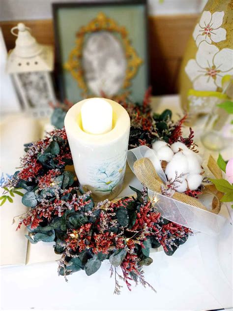 크리스마스 생화프리저브드 리스 무드등 솜씨당