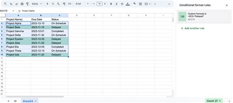 Apply Conditional Formatting To Entire Rows In Google Sheets
