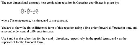 Solved The Two Dimensional Unsteady Heat Conduction Equation