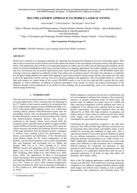 Pdf Multiplatform Approach To Mobile Laser Scanning