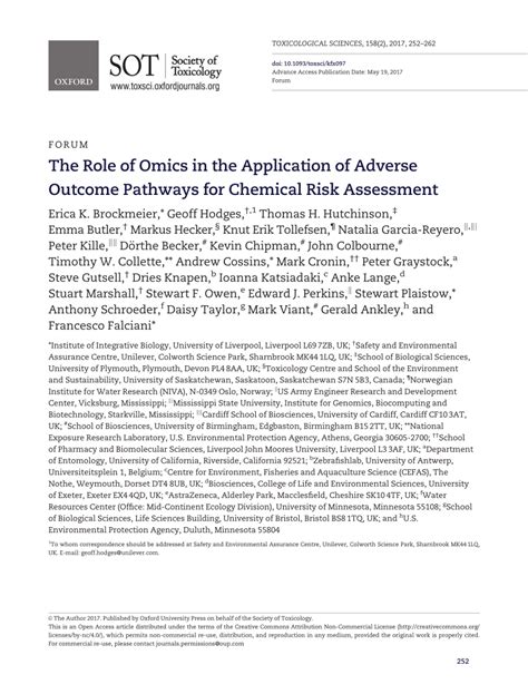 Pdf The Role Of Omics In The Application Of Adverse Outcome Pathways