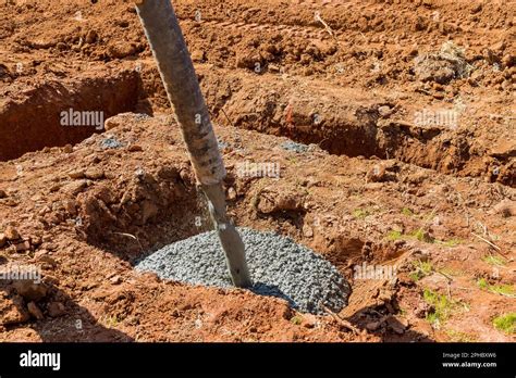 As Workers Pour Concrete For Foundation Of Building Using An Automatic