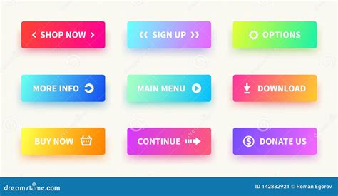 Gradient Buttons User Interface Web Button Material Design Ui Rectangular Shape App Action