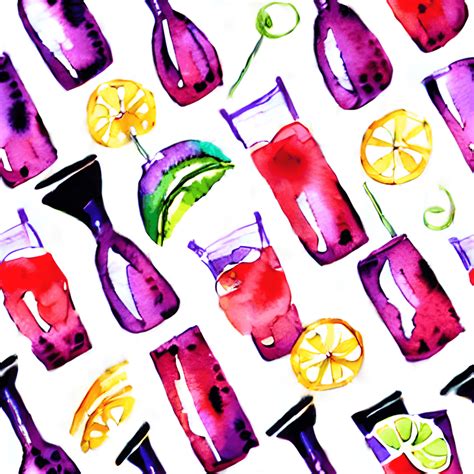 Cocktailafbeelding Met Herhalend Animatiepatroon · Creative Fabrica