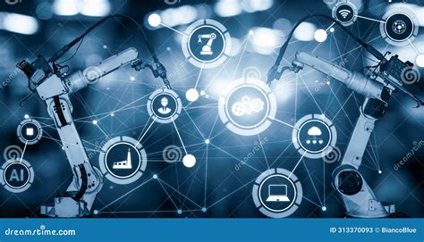 Xai Smart Industry Robot Arms For Digital Factory Production Technology Stock Image Image Of