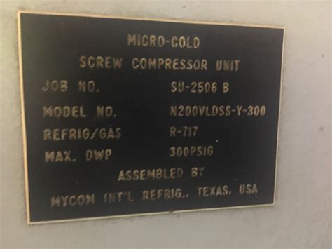 MYCOM Model 200VLD Screw Compressor Ammonia FPM Inc