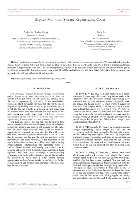 Pdf Explicit Minimum Storage Regenerating Codes