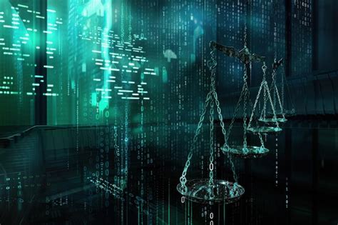 Digital Justice Cybersecurity And Legal Technology With Scales Of Justice In A Data Protection
