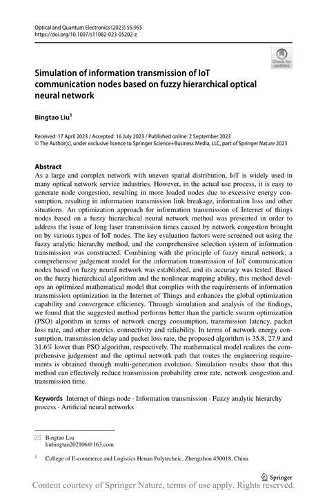 Simulation Of Information Transmission Of Iot Communication Nodes Based