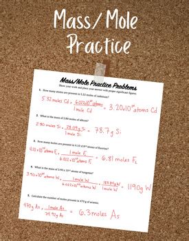 Mass Mole Practice Problems By Sarah Mcdowell Tpt
