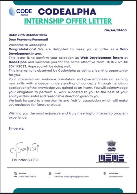 Praveena Penumadi On Linkedin Codealpha