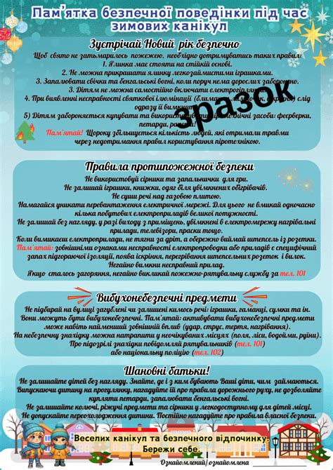 Інструктаж памятка 2024 Безпечна поведінка під час зимових канікул Виховна робота