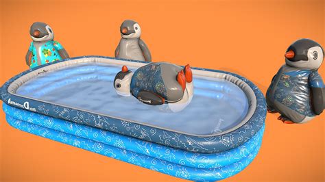 Inflatable Pool Penguins And Pool Download Free 3d Model By Mad