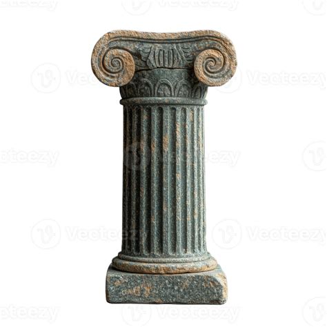 Ancient Ionic Column With Scroll Shaped Ornaments Isolated On A