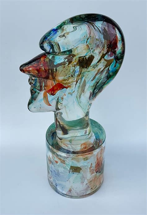 Murano Art Glass Colorful Patchwork Head Sculpture On Base Signed And Dated For Sale At 1stdibs
