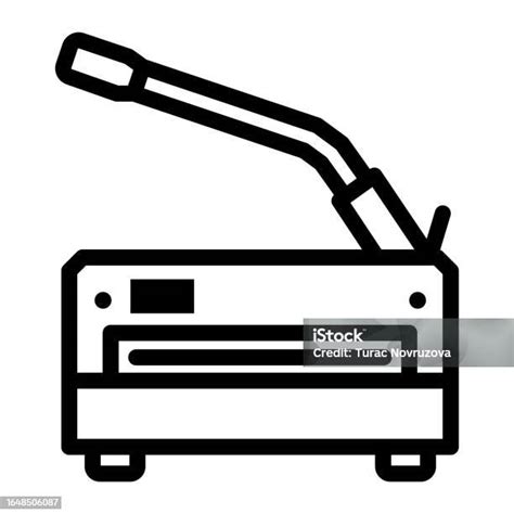 종이 절단기 라인 아이콘 사무용품 개념 흰색 배경에 종이 커터 벡터 기호 종이 커터 개요 스타일 모바일 개념 웹 디자인 벡터