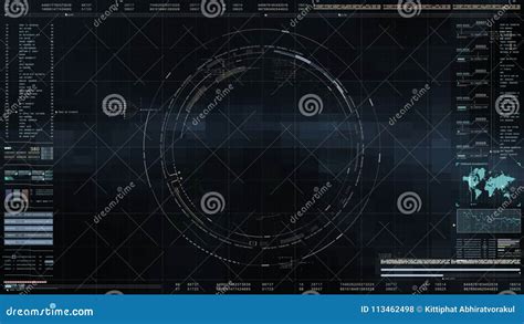 Hi Tech User Interface Head Up Display With Digital Data Information Stock Illustration