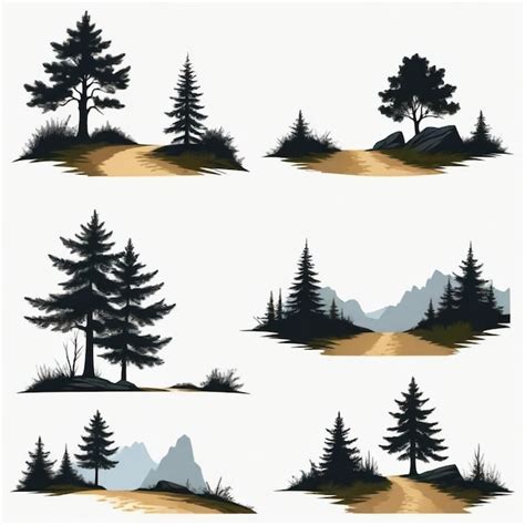 A Collection Of Trees With Different Shapes And Sizes Of Trees Premium AI Generated Vector