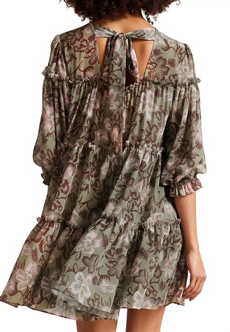 Buy Ted Baker Ted Baker Womens Khaki Printed Ggt Tiered Swing 2025 Online Zalora