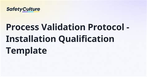 Process Validation Protocol Installation Qualification Template