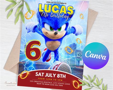 Sonic Birthday Invitation Super Sonic Invitation Sonic The Hedgehog