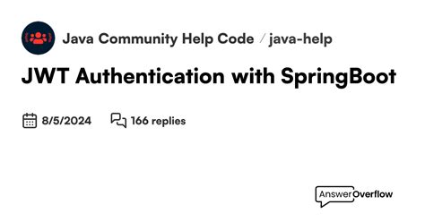 Jwt Authentication With Springboot Java Community Help Code Learn