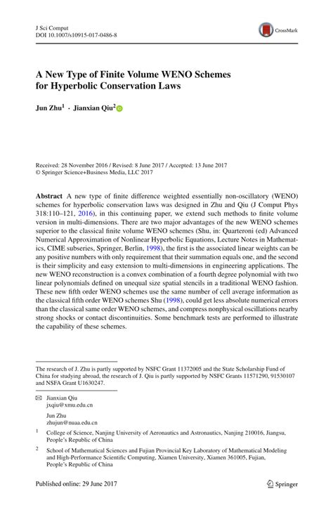 Pdf A New Type Of Finite Volume Weno Schemes For Hyperbolic