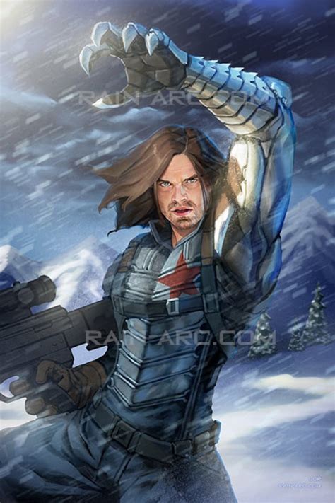 Winter Soldier Bucky From Avengers Art Print Etsy