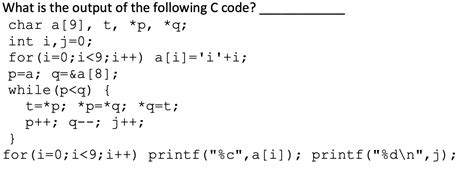 Solved What Is The Output Of The Following C Code Char