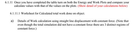 solved table 3 exercise 2 data table for calculating work
