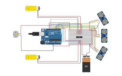 circuit design wall follower tinkercad