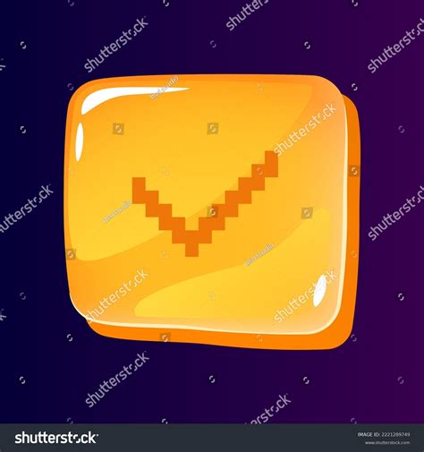 Tick Glossy Ui Button Pixelated Icon Stock Vector Royalty Free