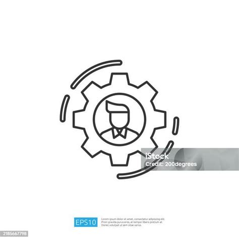 내부에 사람 실루엣이 있는 기어가 있는 미니멀한 일러스트레이션으로 산업과 인력의 통합을 상징합니다 개념에 대한 스톡 벡터 아트 및 기타 이미지 Istock