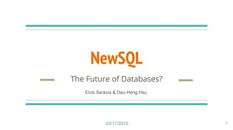 Newsql The Future Of Databases Pdf