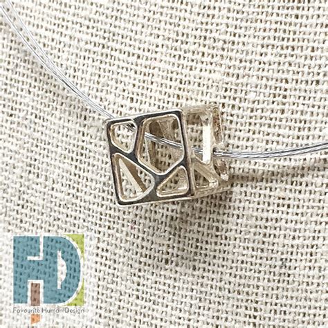 Cube Voronoi 3d Printed Silver Pendant Etsy