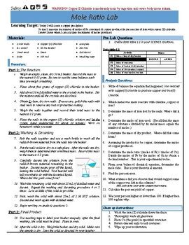Mole Ratio Lab By Karthia S Space TPT