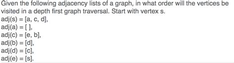 Solved Given The Following Adjacency Lists Of A Graph In