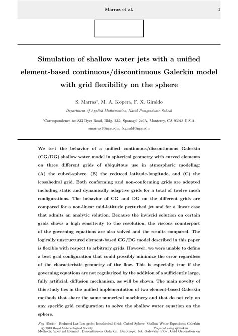 Pdf Simulation Of Shallow Water Jets With A Unified Element Based Continuousdiscontinuous