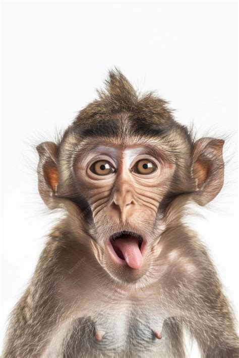Premium Photo A Monkey Making A Funny Face Sticking Out Its Tongue