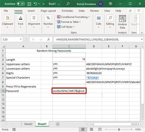 How To Generate A Random Strong Password In Microsoft Excel Artofit