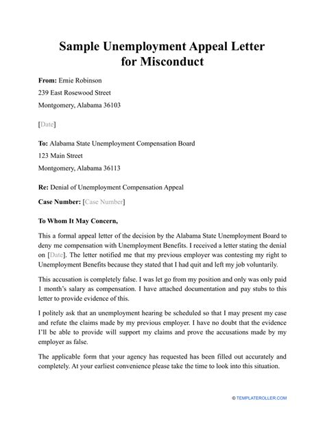 Unemployment Letter Template