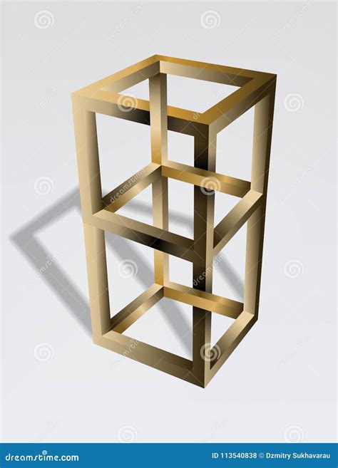 Impossible Cube Optical Illusion Stock Illustration Illustration Of