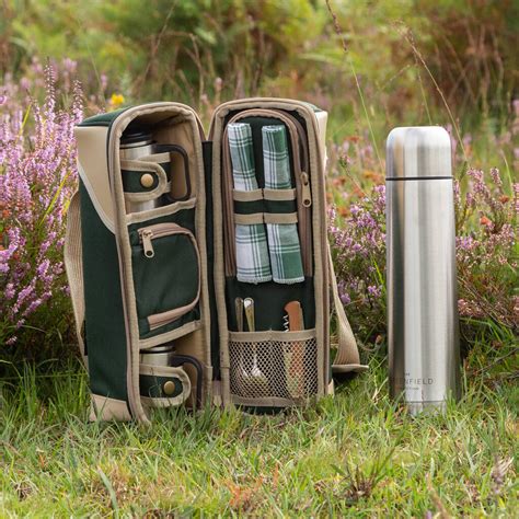 Deluxe Two Person Flask And Mug Picnic Set Forest Green Absolute Home