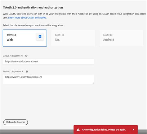 Solved Unable To Create Api Oauth 20 Authentication On 1 Adobe