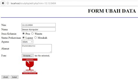 Crud Pada Php And Mysql Cara Membuat Updateedit Data Terisi Otomatis Pada Php ~ Dewan Komputer