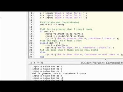 Quadratics Example Using If Statement In MATLAB Part YouTube
