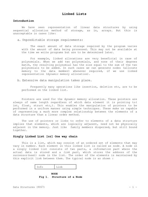 Linked Lists Notes Pdf Array Data Structure Pointer Computer
