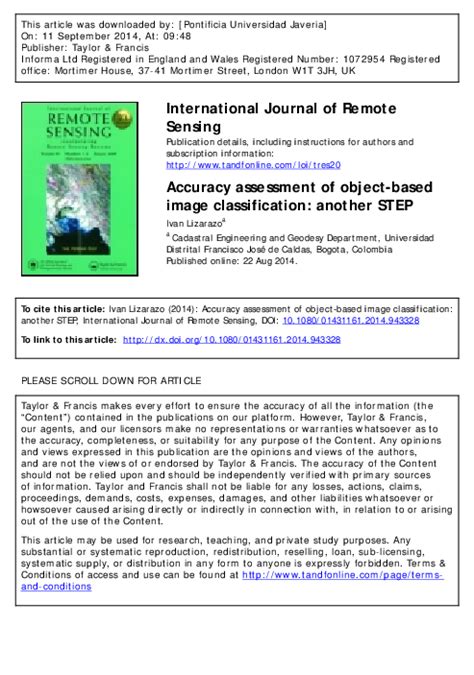 Pdf Accuracy Assessment Of Object Based Image Classification Another